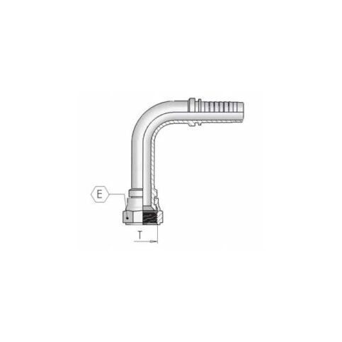 2C55L JIC Female Swept 90˚ Longdrop - Hose Plus Fittings